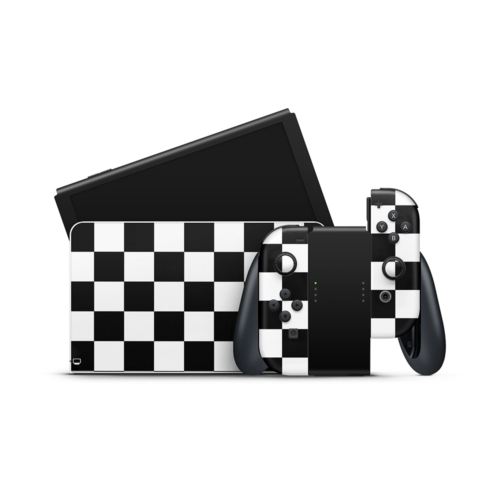 Black Checkered Nintendo Switch OLED Skin