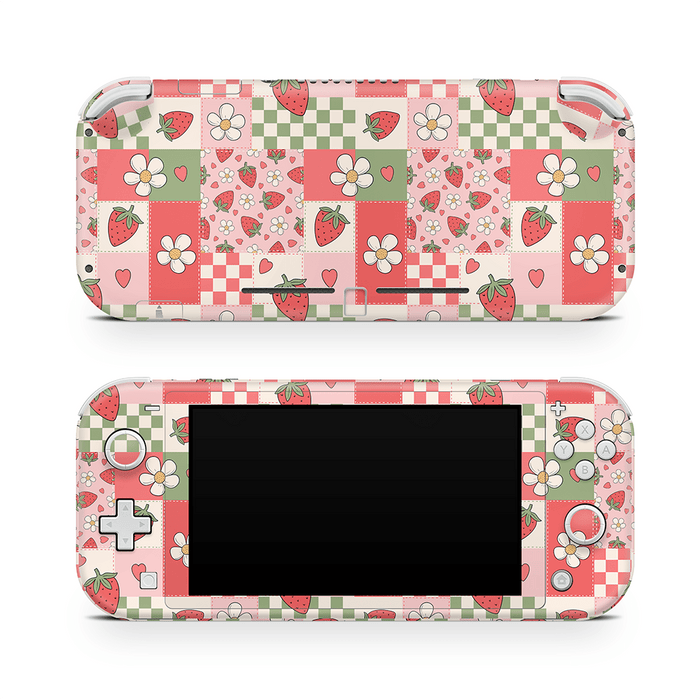 Strawberry Patchwork Nintendo Switch Lite Skin