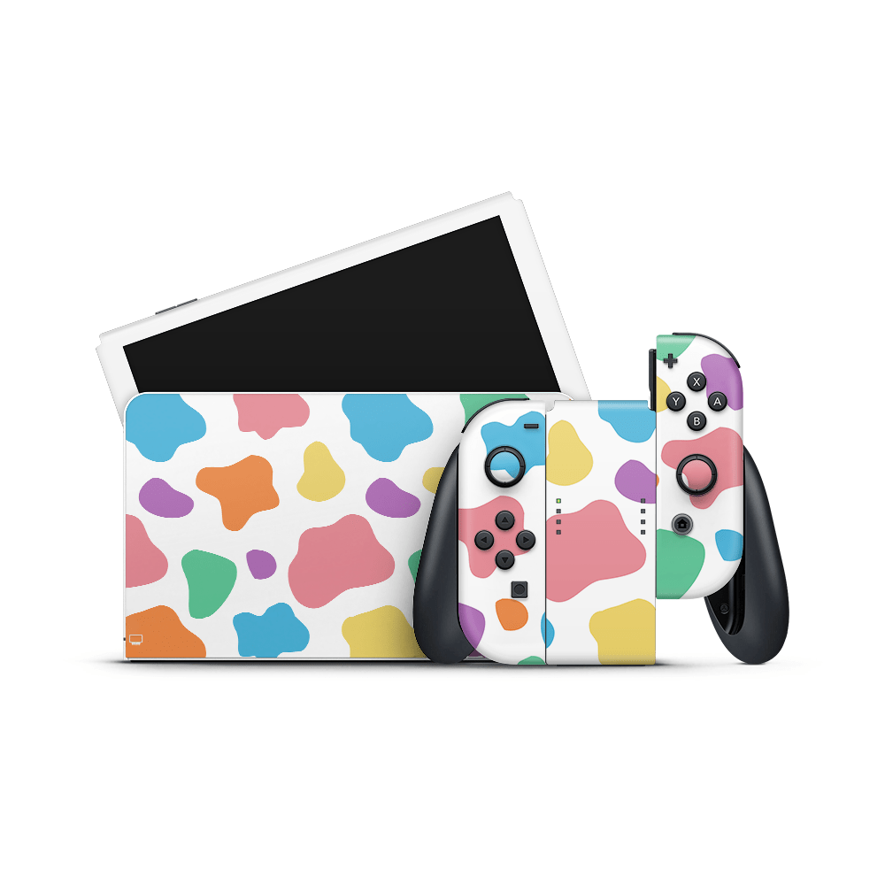 Rainbow Moo Moo Nintendo Switch OLED Skin